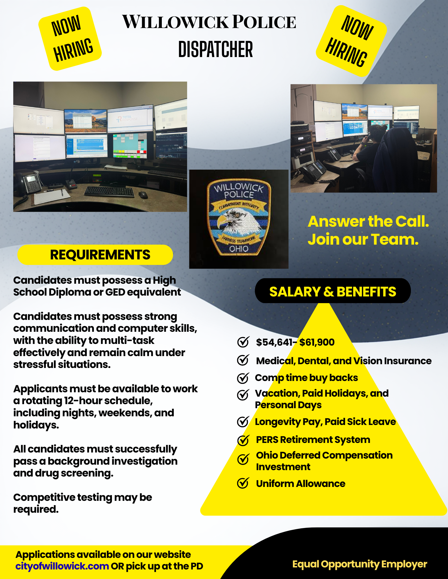 Emergency Dispatcher Position | Willowick Ohio
